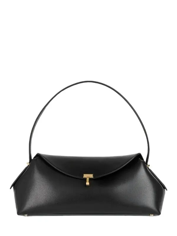 TOTEME T-lock Leather Shoulder Bag - Black