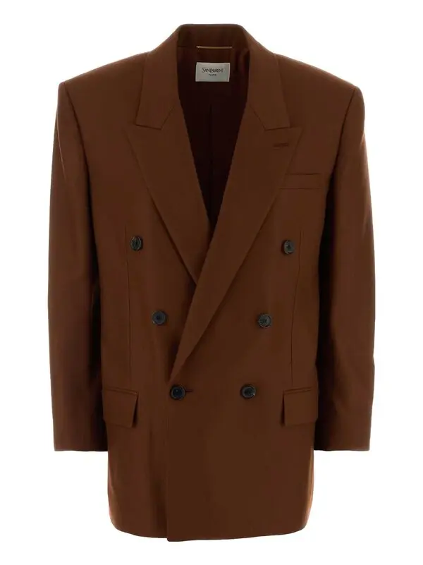 Saint Laurent Wool And Cashmere Double Breasted Blazer - Multicolor