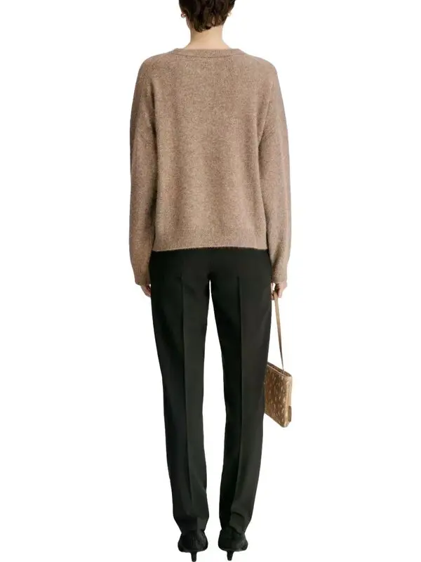 Loulou De Saison Tristan Ribbed-trim Dropped-shoulder Sweater - Brown