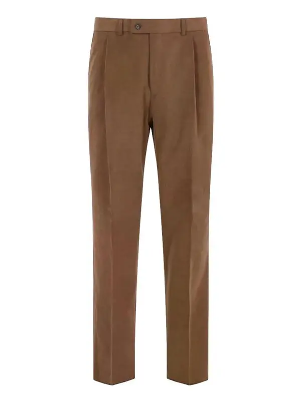 Caruso Pleated Moleskin Trousers - Brown