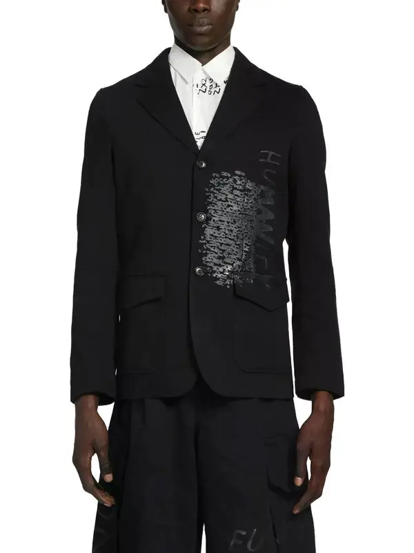 Comme Des Garçons Graphic-print Cotton Jacket - Blue