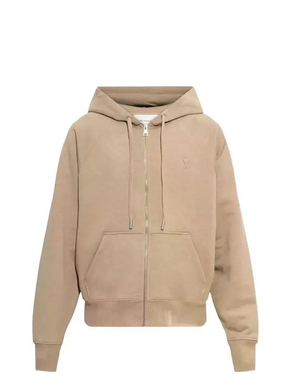 AMI Paris Zip-up Hoodie - Neutrals