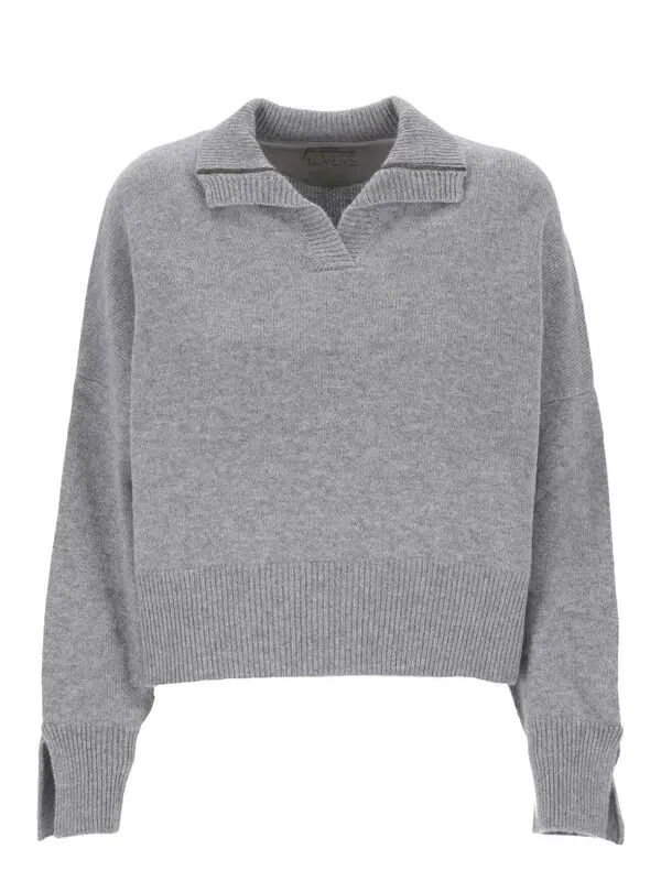 PUROTATTO Cashmere Spread Collar Sweater - Grey