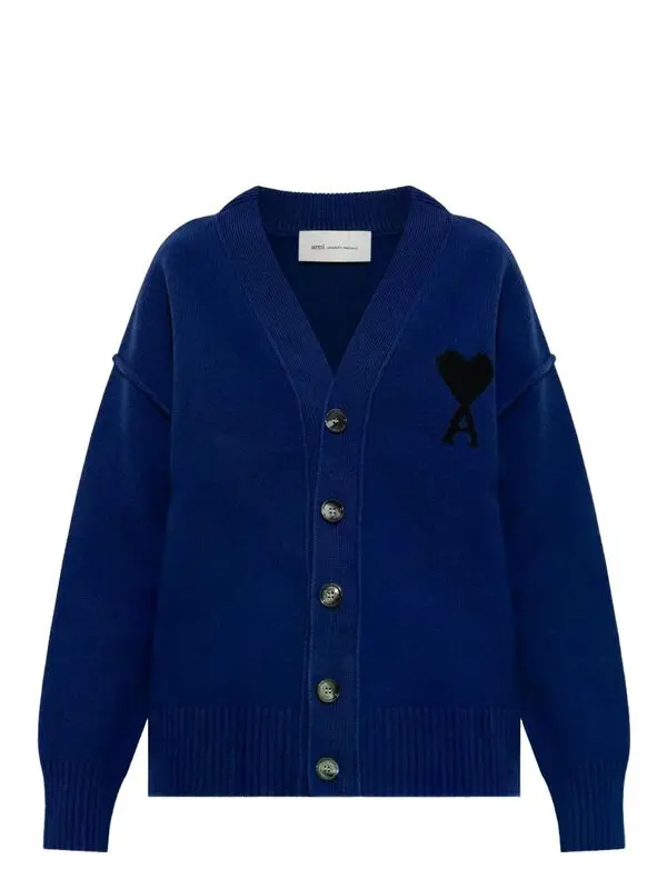 AMI Paris Virgin Wool Cardigan - Blue