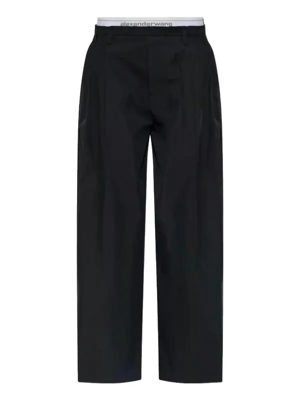 Alexander Wang Logo-waistband Pleated Trousers - Black