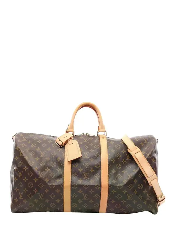 LOUIS VUITTON Monogram Keepall Bandoulière 55 Travel Bag - Brown