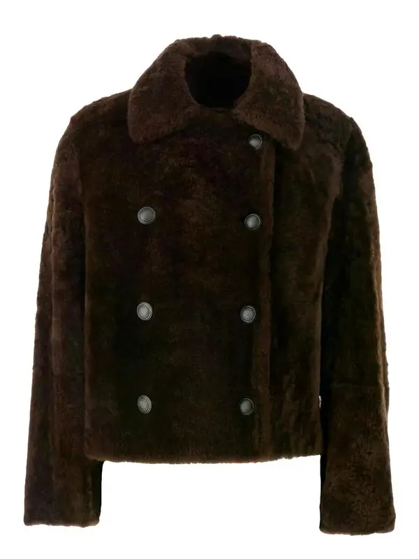 Brunello Cucinelli Double-breasted Shearling Coat - Brown