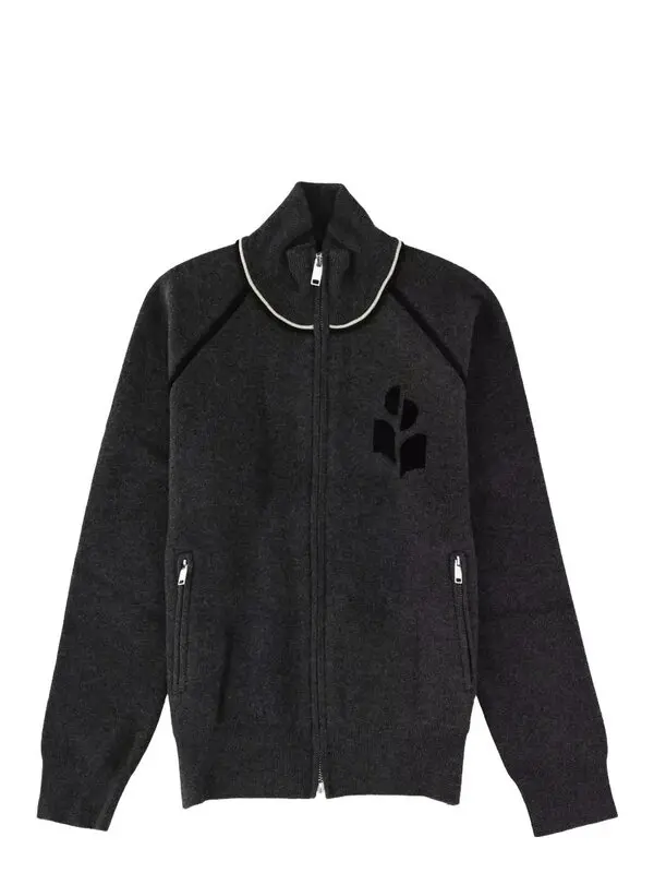 MARANT ETOILE Sergio Logo-embroidered Zip-up Cardigan - Grey