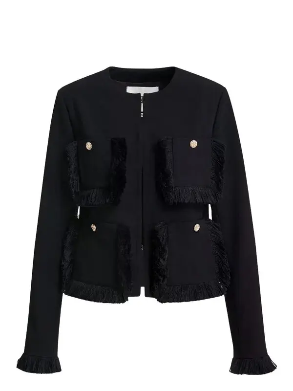 Essentiel Antwerp Kinetic Fringed Jacket - Black