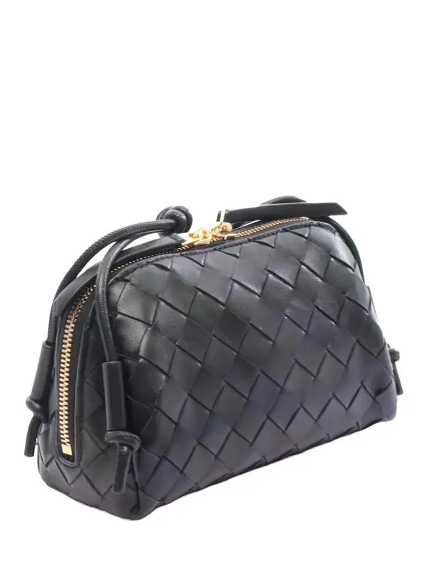 Bottega Veneta Lambskin Intrecciato Concert Pouch Cross Body Bag - Black