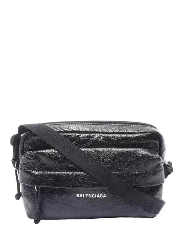 Balenciaga Explorer Lambskin Cross Body Camera Bag - Black