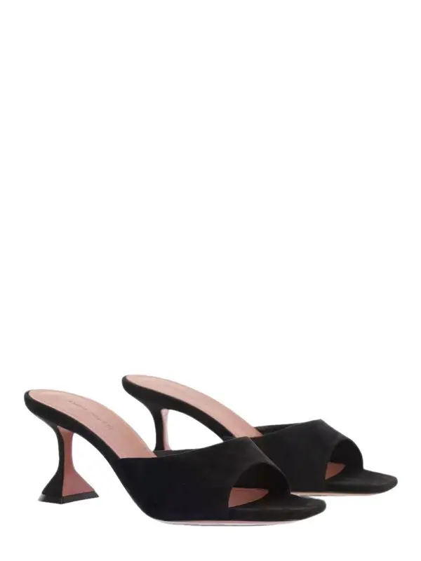Amina Muaddi Suede Lupita 70 Slippers - Black