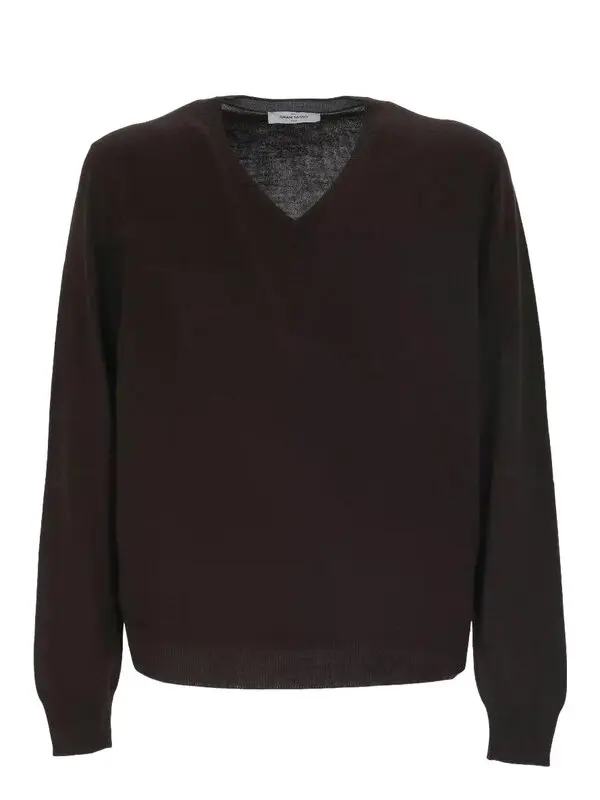 GRAN SASSO Virgin Wool V-neck Sweater - Brown