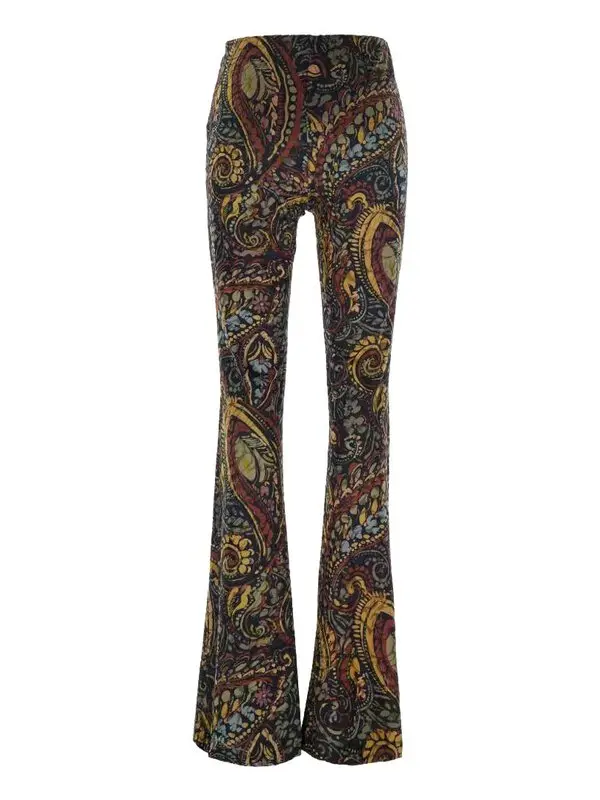 Etro Paisley-print Flared Trousers - Black