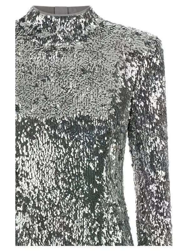 Balmain Sequin-embellished Structured-shoulder Mini Dress - Silver