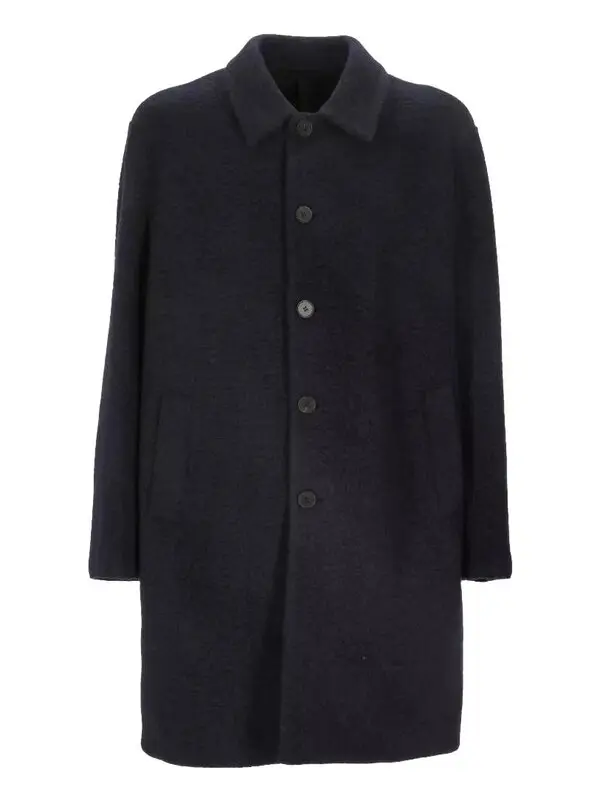 Harris Wharf London Bouclé-texture Single-breasted Coat - Blue