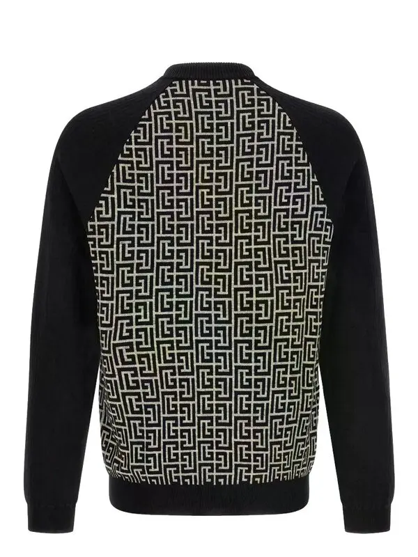 Balmain Pb Monogram Jacquard Sweater - Black