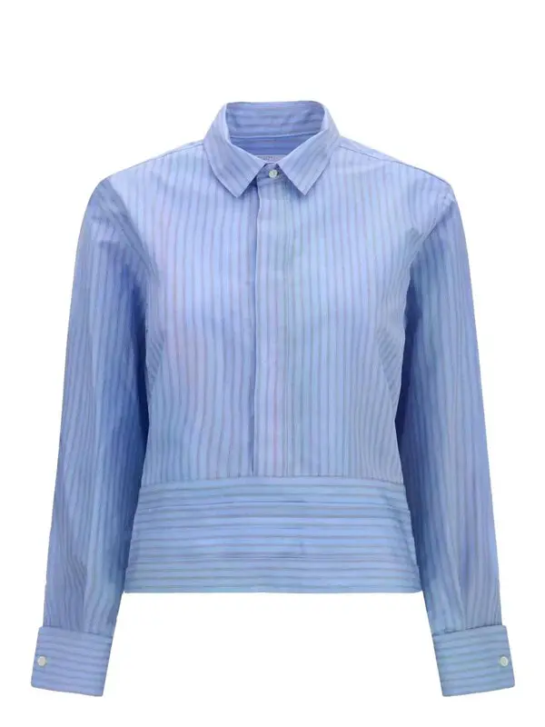 Sacai Striped Poplin Buckle-fastening Shirt - Blue