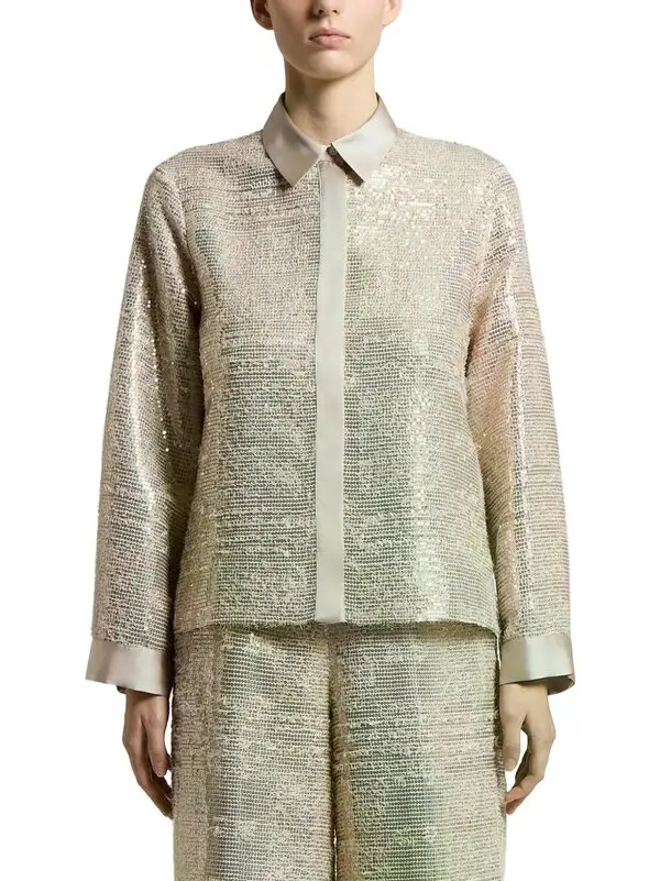Peserico Sequin-embellished Long-sleeved Shirt - Neutrals