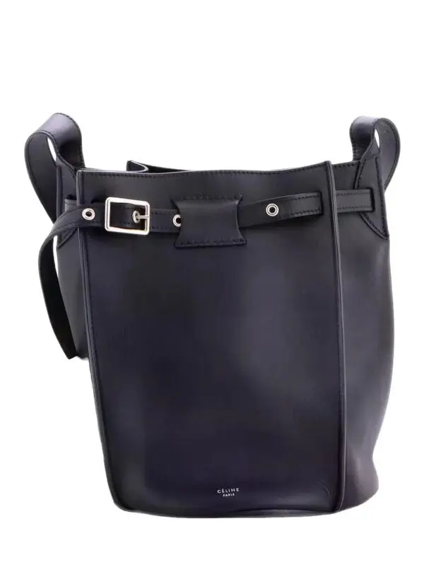 Celine Long Strap Big Bag Leather Bucket Bag - Black
