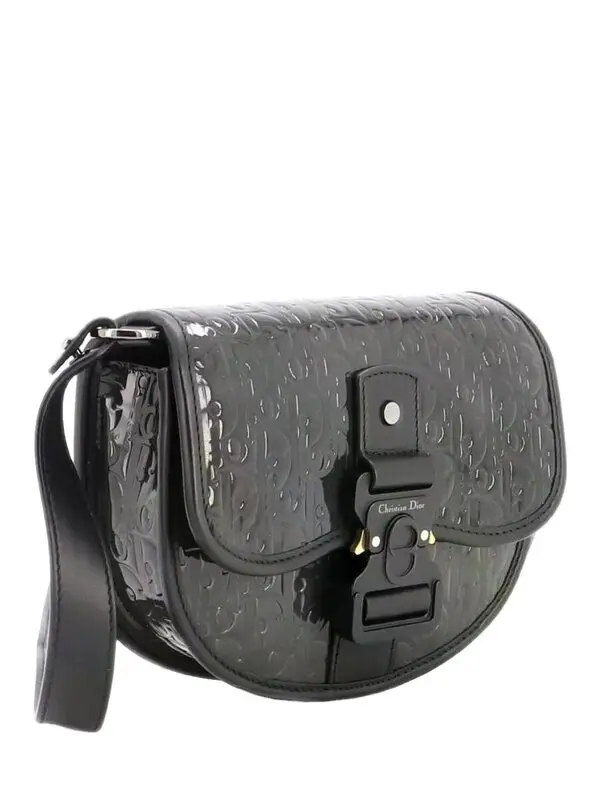 Dior Gallop Flap Messenger Oblique Patent Mini Crossbody Bag - Black