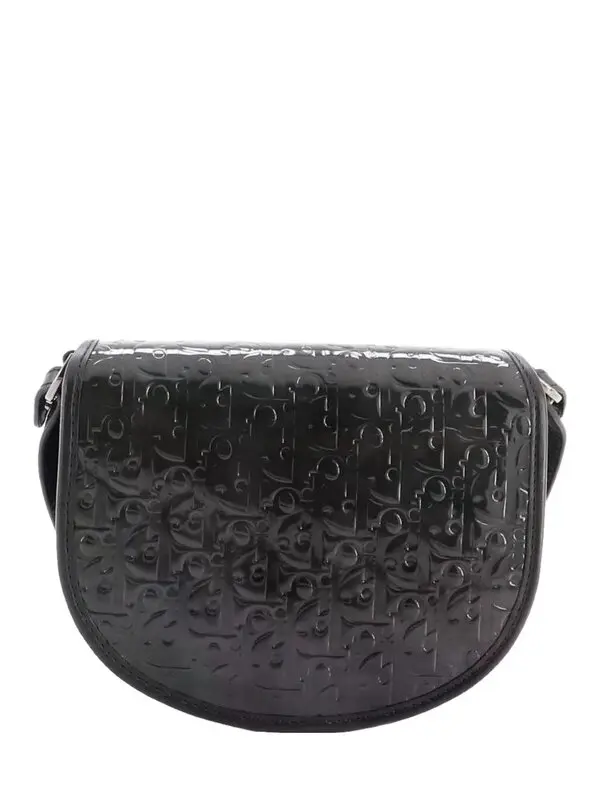 Dior Gallop Flap Messenger Oblique Patent Mini Crossbody Bag - Black