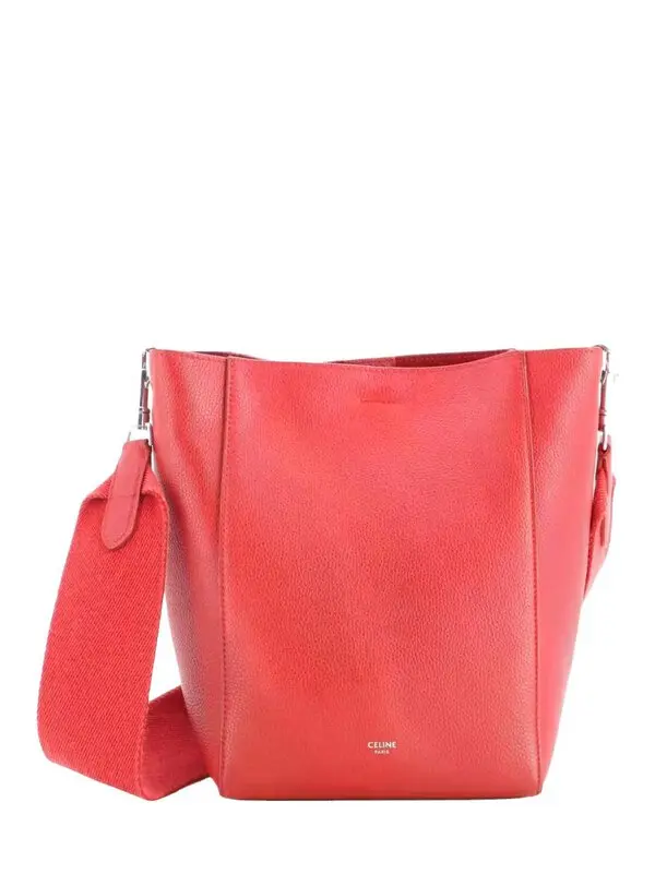 Celine Sangle Seau Bag Calfskin Small Shoulder Bag - Red
