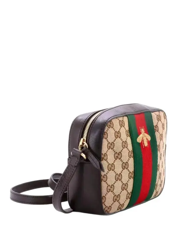 Gucci Gg Canvas Bee Web Cross Body Camera Bag - Brown