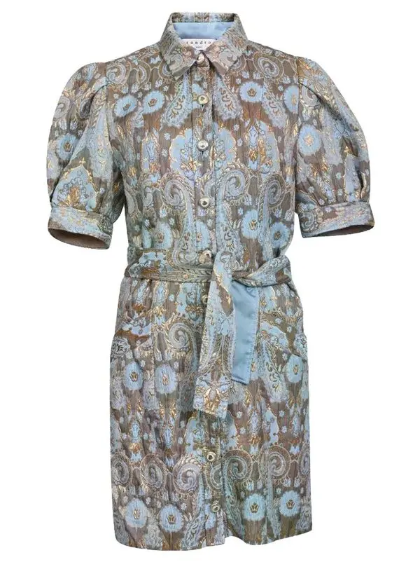 Sandro Orlan Metallic Jacquard Mini Dress - Blue