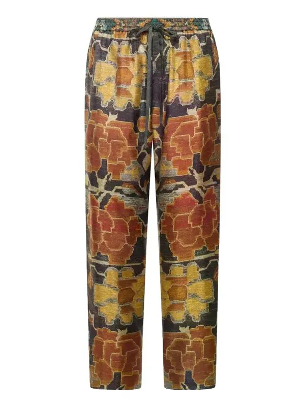 PIERRE-LOUIS MASCIA Tapestry-print Silk Trousers - Black