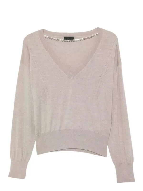 Liu Jo Crystal-embellished V-neck Sweater - Neutrals