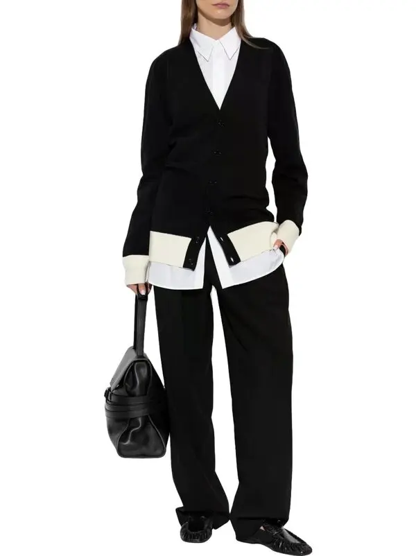 AMI Paris Colour-block V-neck Cardigan - Black