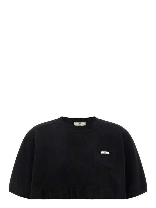 Elisabetta Franchi Wool And Cashmere Crop Top - Black