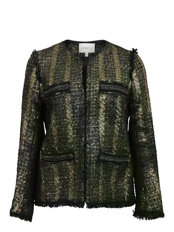 Sandro Metallic Tweed Blazer - Black