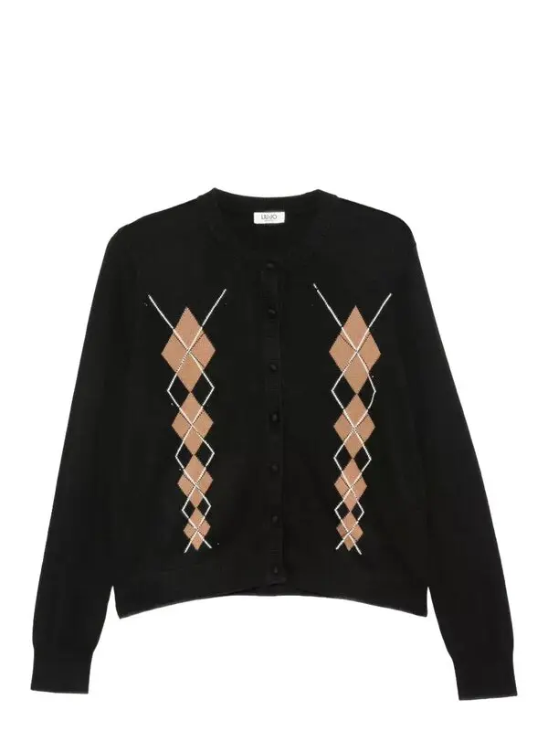 Liu Jo Argyle-intarsia Buttoned Cardigan - Black