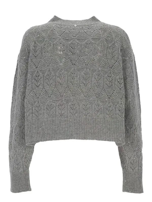 Lorena Antoniazzi Sequined Open-knit Sweater - Grey