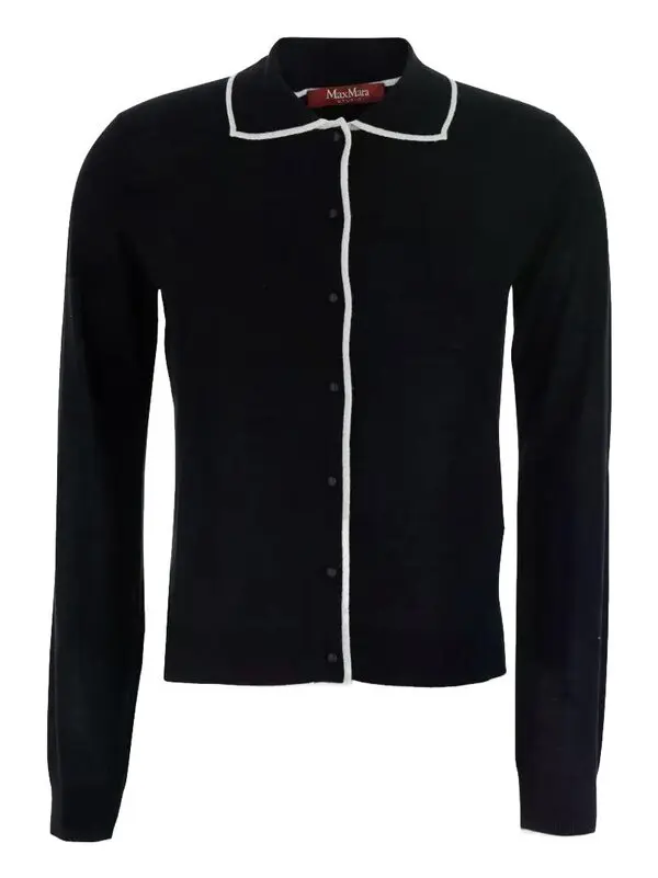 Max Mara Contrast-trim Collared Cardigan - Black