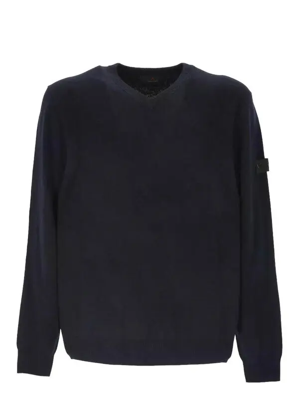 Peuterey V-neck Logo-patch Sweater - Blue