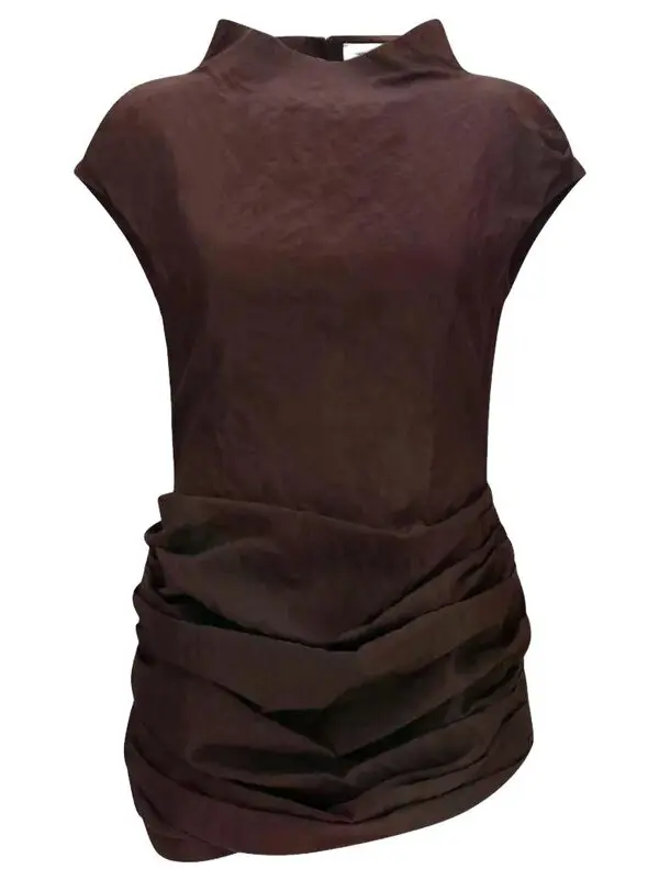 Magda Butrym Ruched Sleeveless Mini Dress - Brown