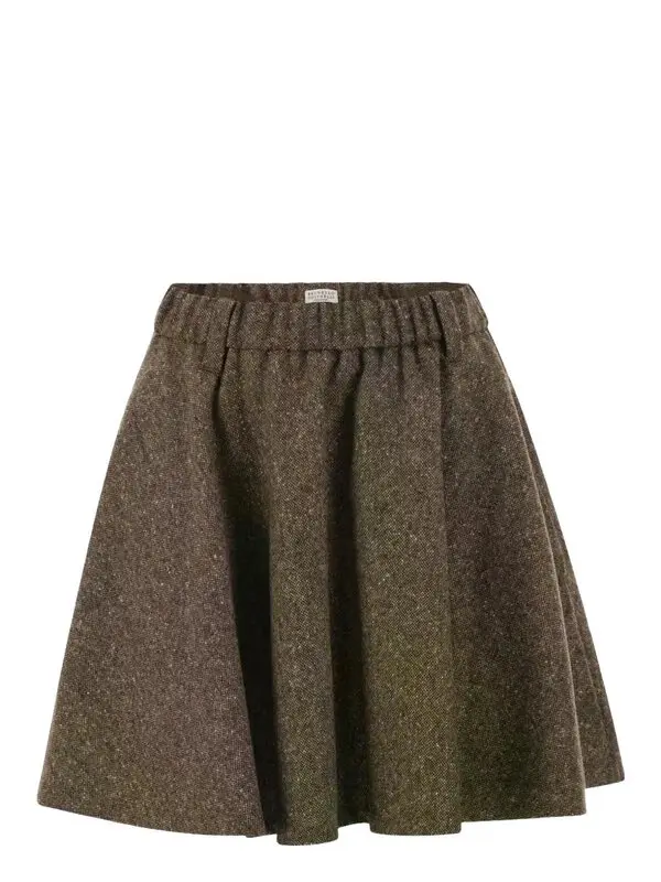 Brunello Cucinelli Textured Flared Mini Skirt - Brown