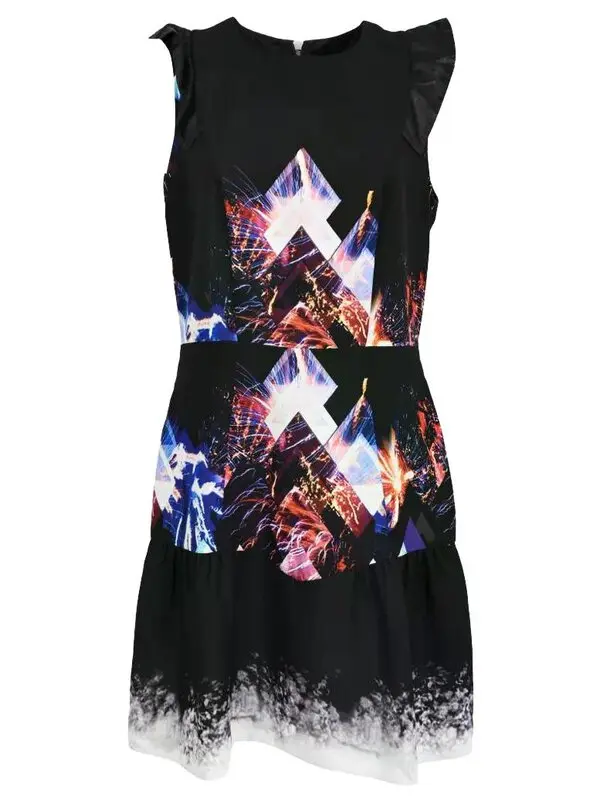 Sandro Firework-print Ruffled Dress - Black