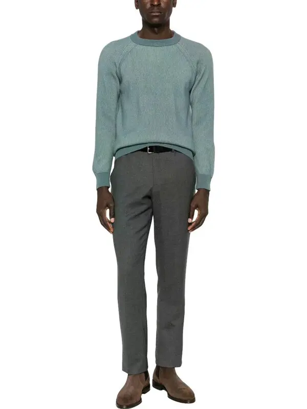 FILIPPO DE LAURENTIIS Ribbed-knit Raglan-sleeve Pullover - Blue