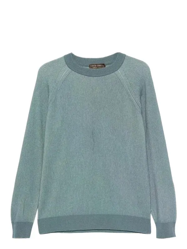 FILIPPO DE LAURENTIIS Ribbed-knit Raglan-sleeve Sweater - Blue