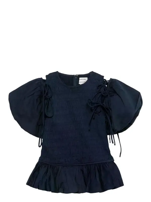 DAMSON MADDER Becca Shirred Peplum Blouse - Blue