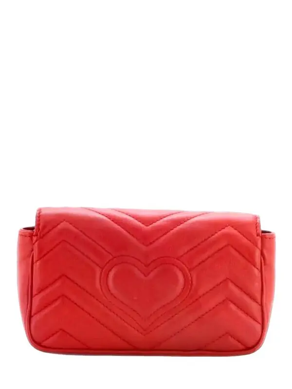 Gucci Gg Marmont Flap Bag Matelasse Leather Super Mini Crossbody Bag - Red