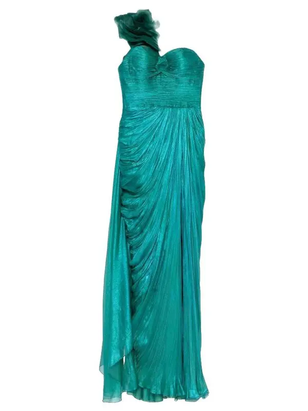 IRIS SERBAN Megan One-shoulder Floral-detail Maxi Dress - Blue