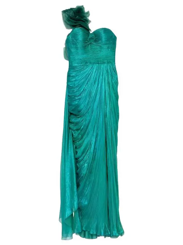 IRIS SERBAN Megan One-shoulder Floral-detail Maxi Dress - Blue