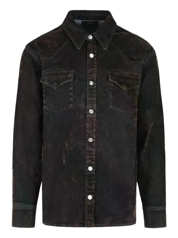 Amiri Flock Long Sleeve Denim Shirt - Brown