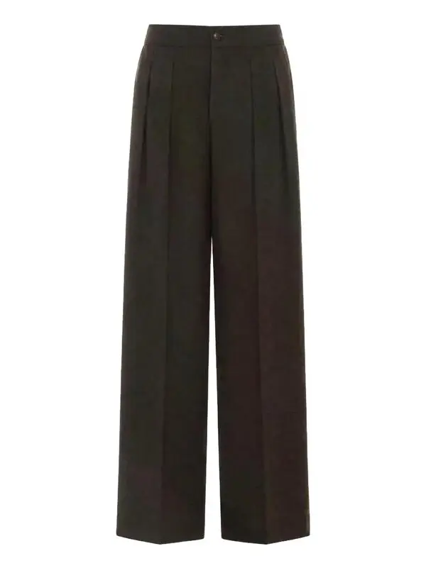 ELEH Pleated Wide-leg Trousers - Brown