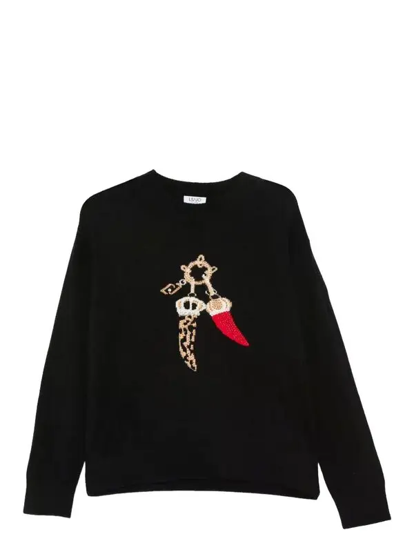 Liu Jo Long-sleeve Embellished Sweater - Black